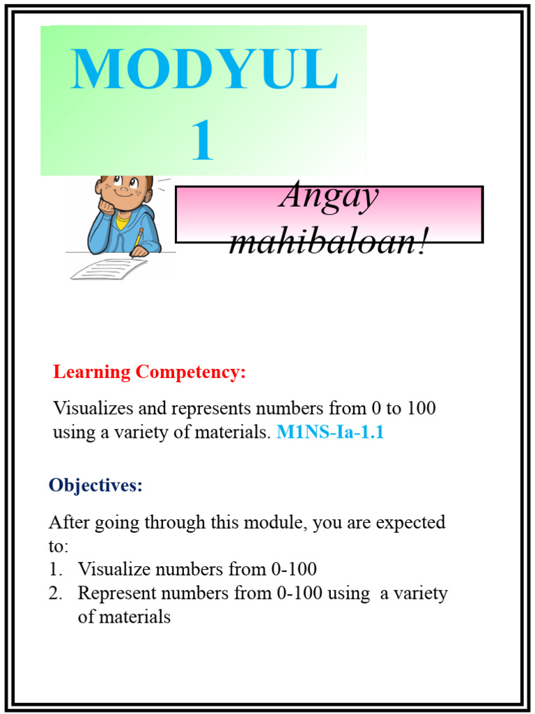Learning Module 1 Visualize and Represents Numbers 0 100 | PDF
