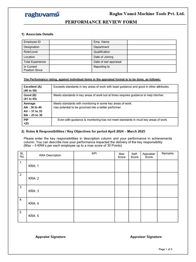 KRA Review Templet - RVMT | PDF | Business