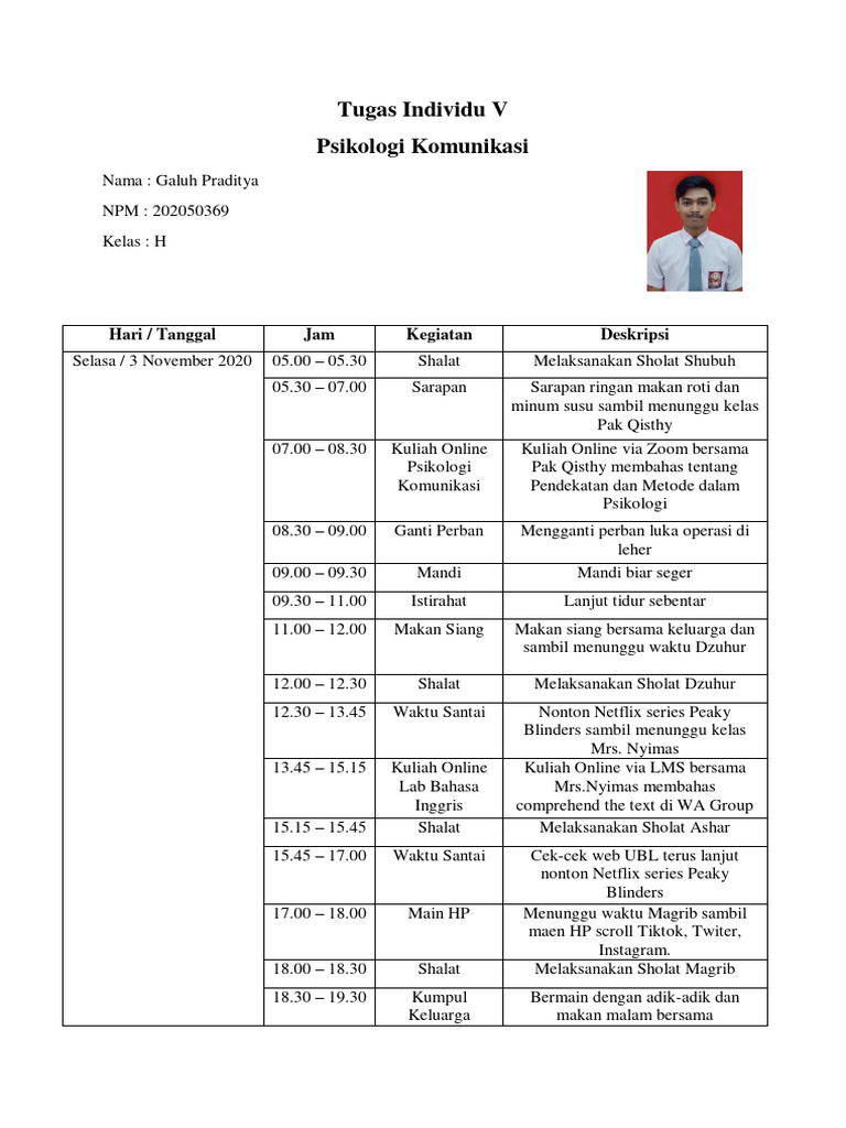Jadwal Harian Galuh Praditya 2020 | PDF