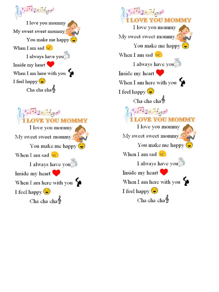 I Love You Mommy Lyrics Pdf