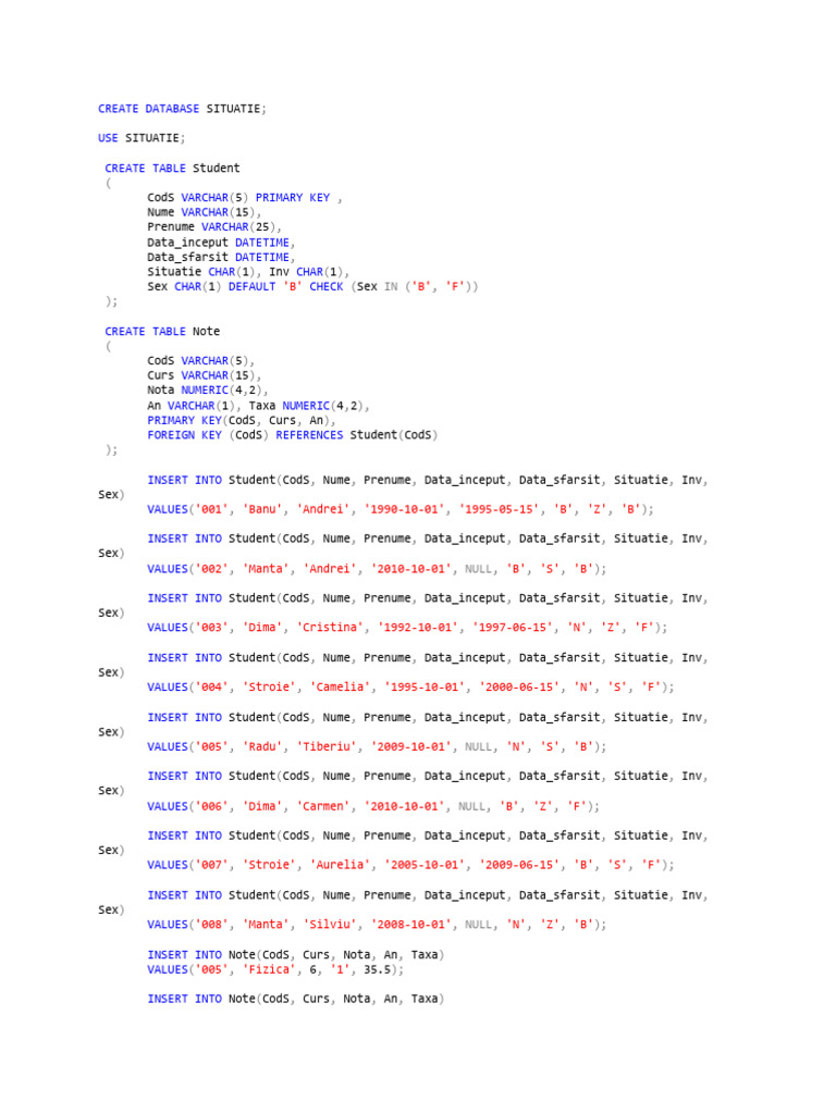 Database Setup for Student Records | PDF | Databases | Data Management Software