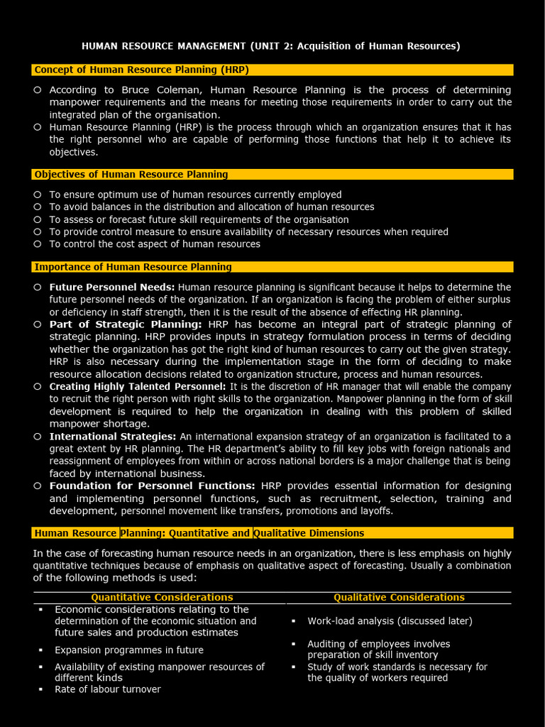 Human Resource Management - Unit 2 (B.com) - 2024 | PDF | Human Resources | Recruitment