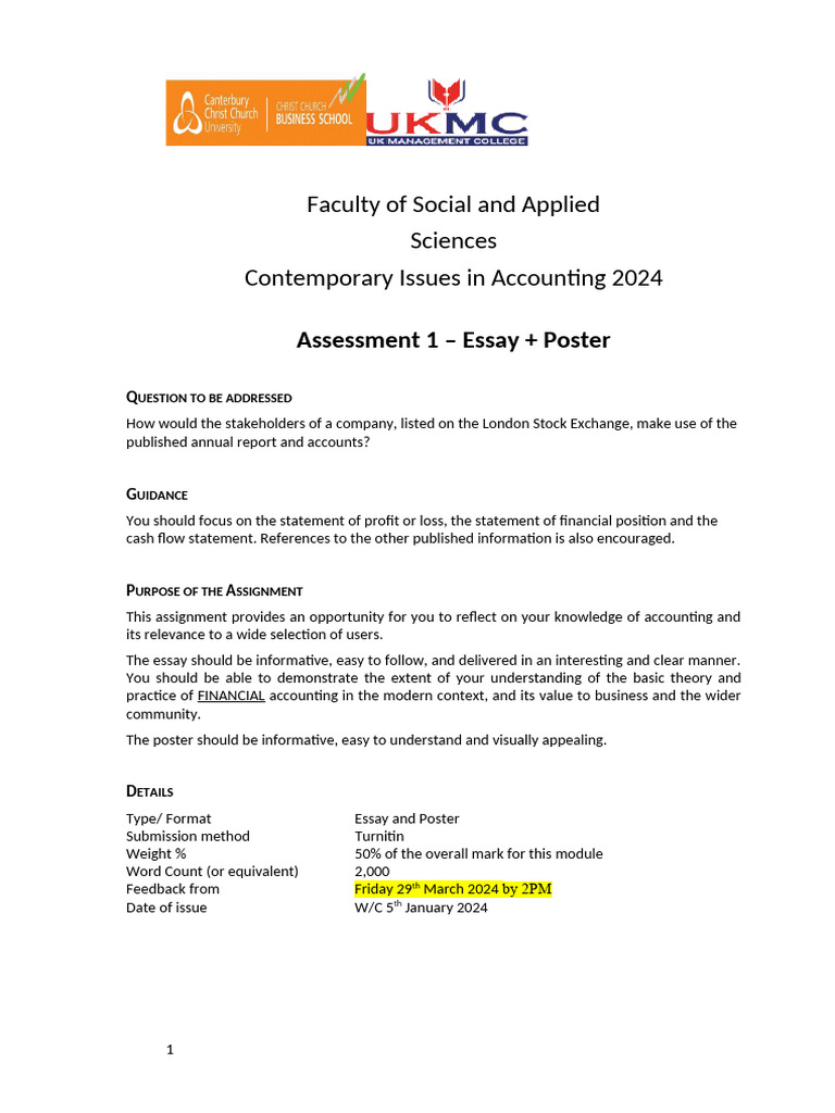 2024 UKMC CTA - Assessment 1 | PDF | Theory | Turnitin