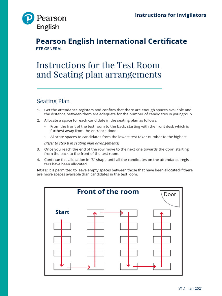 International Cert Test Instructions Seating Plan | PDF ...