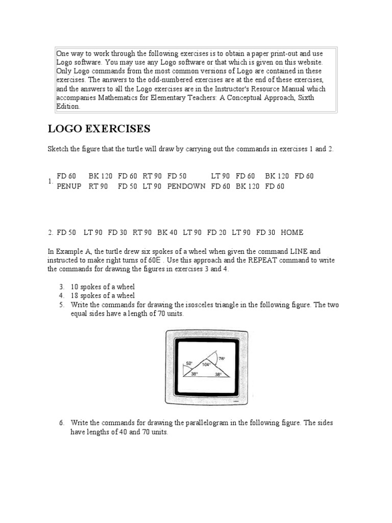 Logo Exercises | PDF | Triangle | Elementary Mathematics