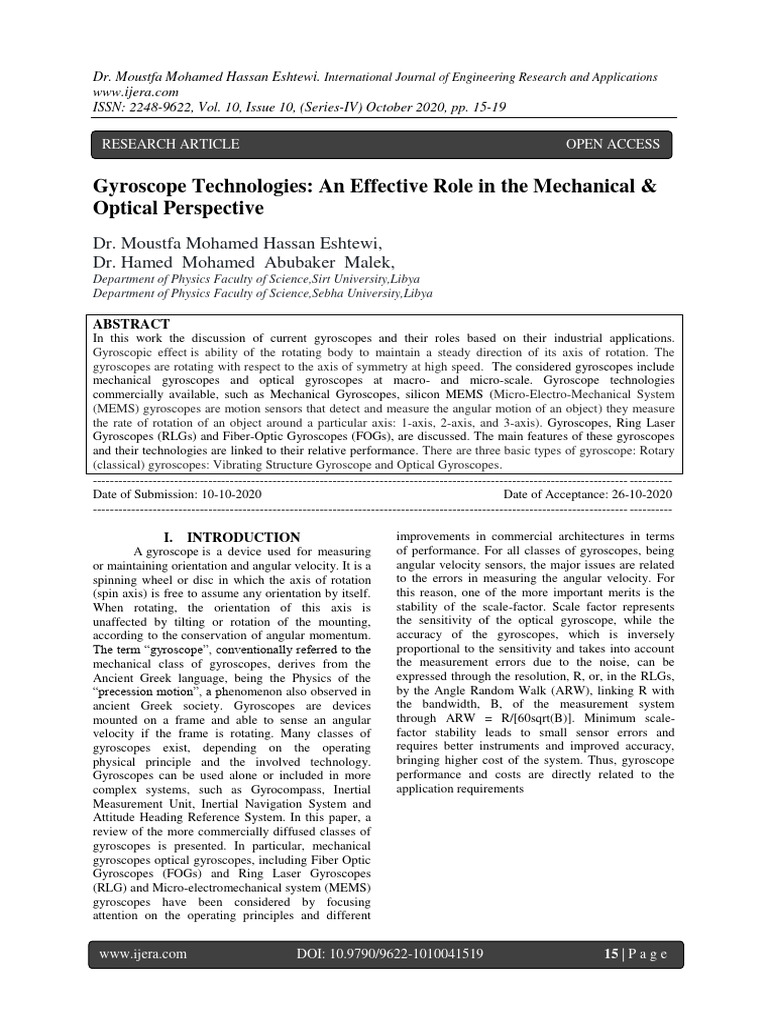 Gyroscope Technologies An Effective Role | PDF | Gyroscope | Inertial Navigation System