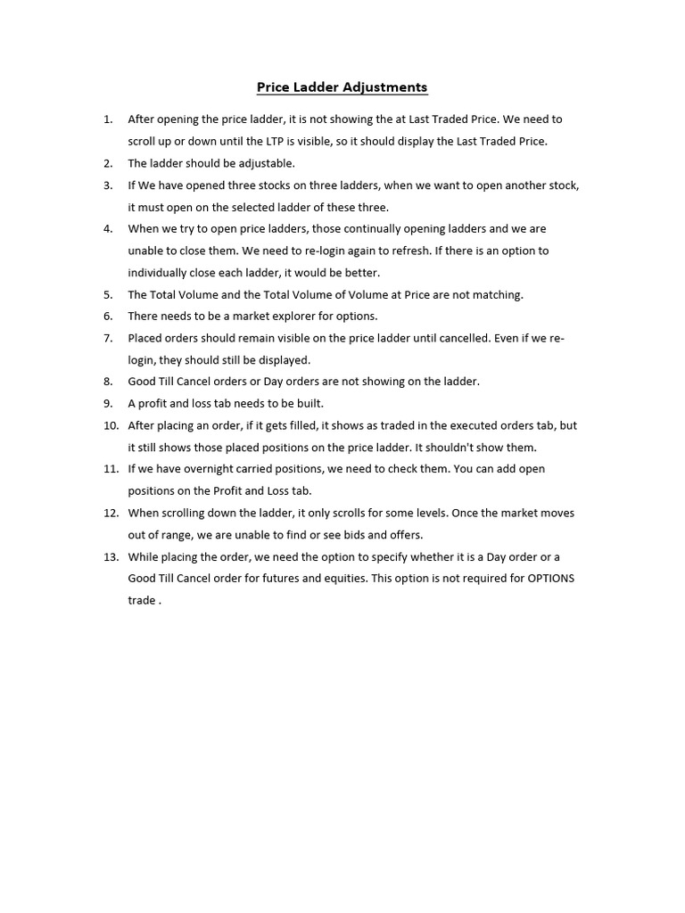 Price Ladder Adjustments | PDF