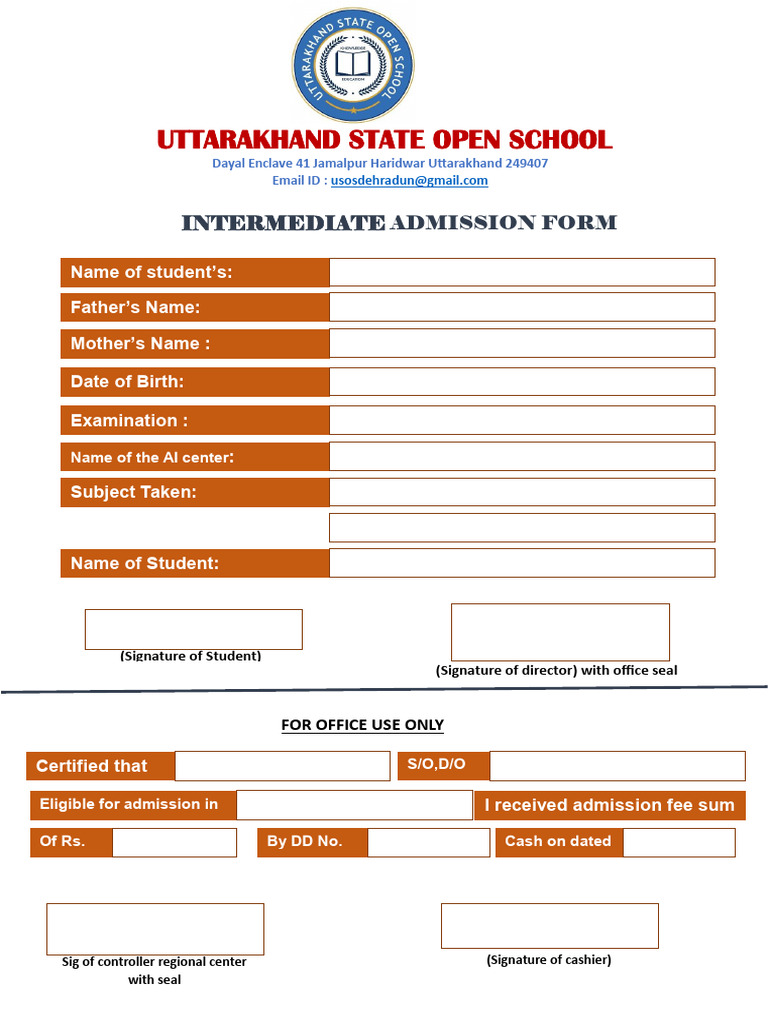 Afmission Form 12th Usos | PDF