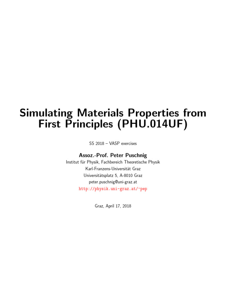 Vasp Exercise | PDF | Hartree–Fock Method | Density Functional Theory