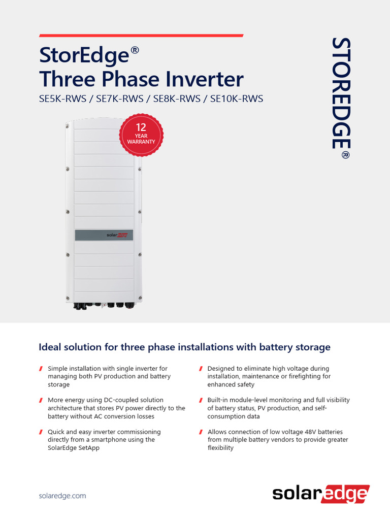 StoreEdge SE5K-RWS48BEN4 Datasheet | PDF | Power Inverter | Alternating Current