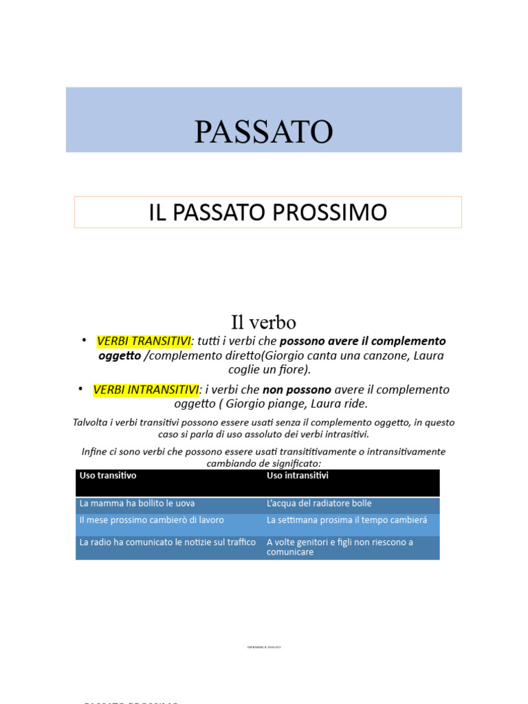 Passato Prossimo | PDF