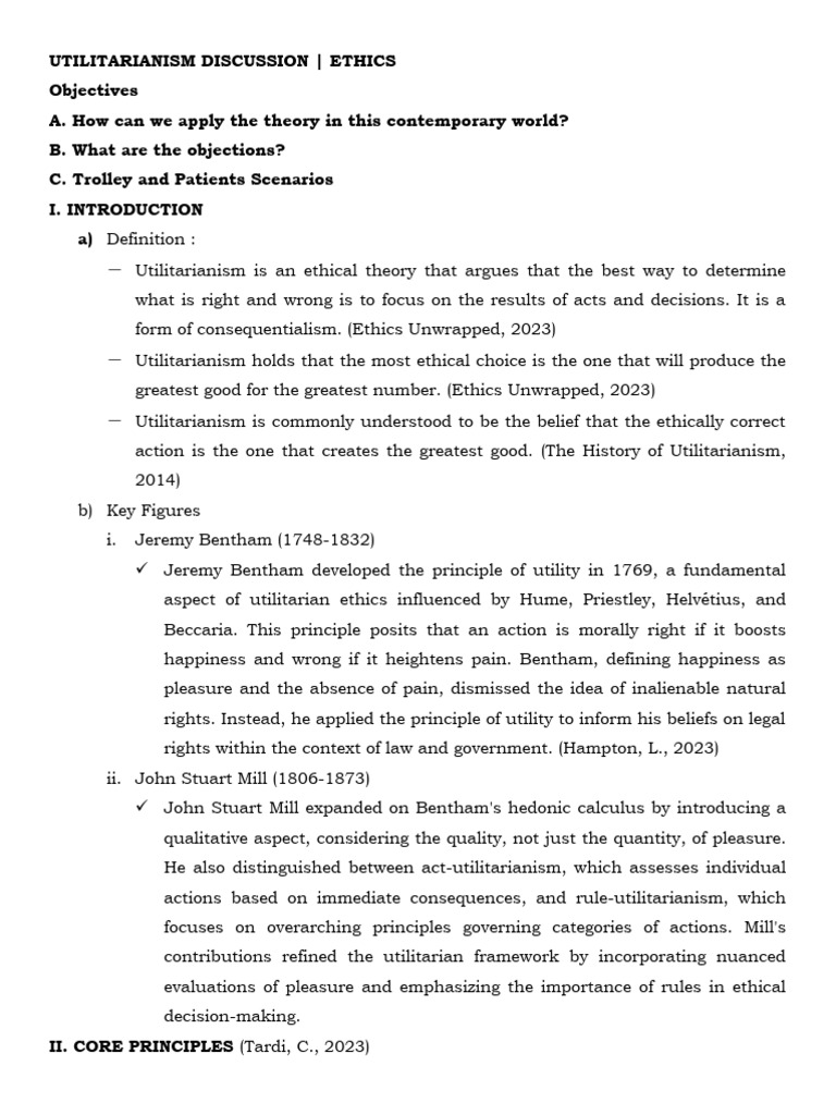 Utilitarianism Discussion | PDF | Utilitarianism | Happiness