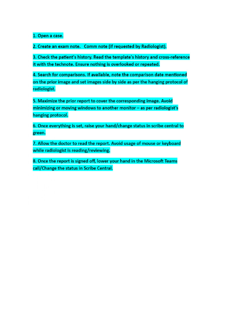 Radiology Scribe 7 Steps Full File | PDF