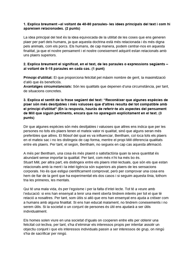 Comentari de Text - Stuart Mill. | PDF