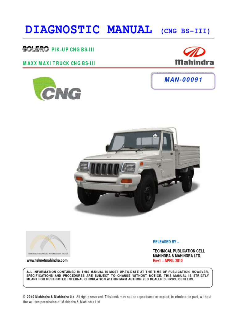 Man-00091-Bolero Pik Up - MMT CNG Bs3-Diagnotic Manual - 15.04.10 | PDF | Manufactured Goods ...