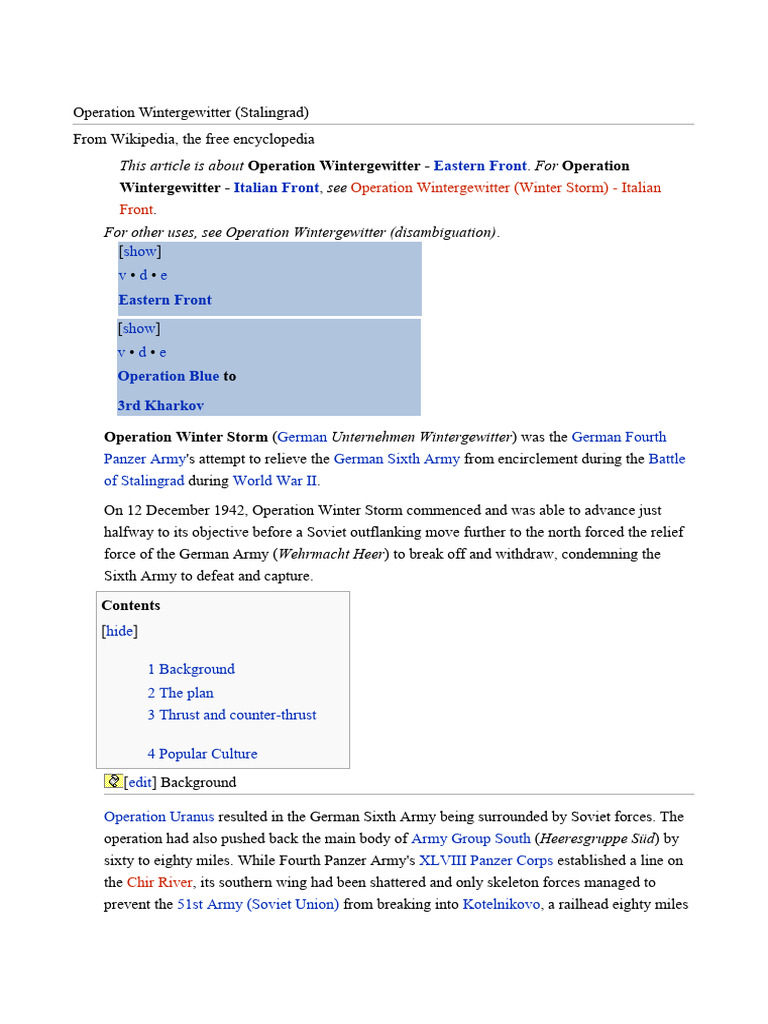 Operation Wintergewitter | PDF | Battle Of Stalingrad | Eastern ...