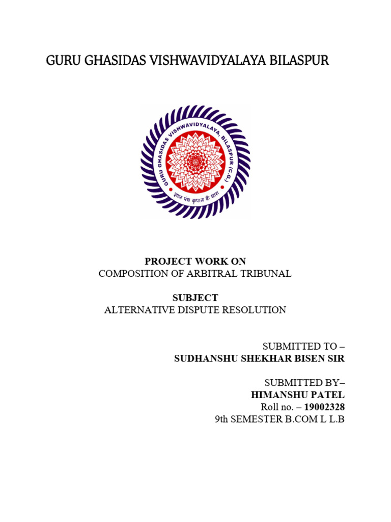 Adr Project | PDF | Arbitration | Alternative Dispute Resolution