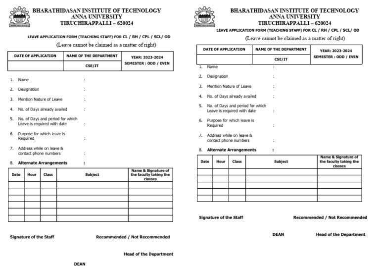 CL Form Forteaching Staffs New | PDF