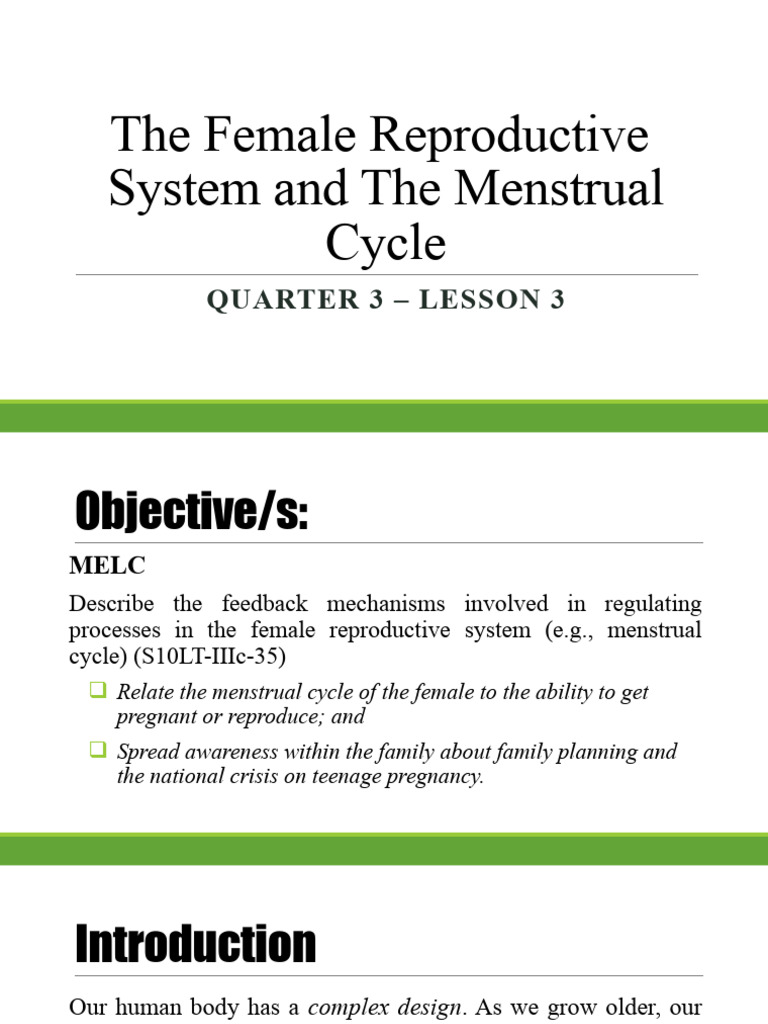 Q3 Lesson 3 The Female Reproductive Feedback Mechanism | PDF | Menstrual Cycle | Animal Female ...