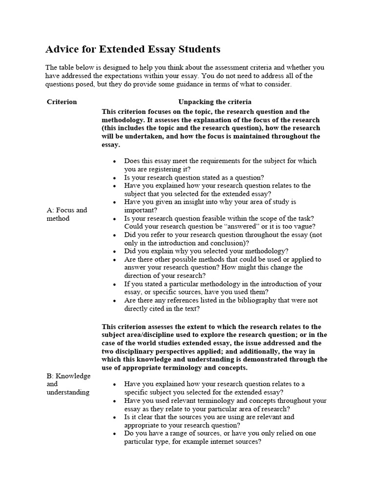 Advice For Extended Essay Students OFS | PDF | Essays | Critical Thinking