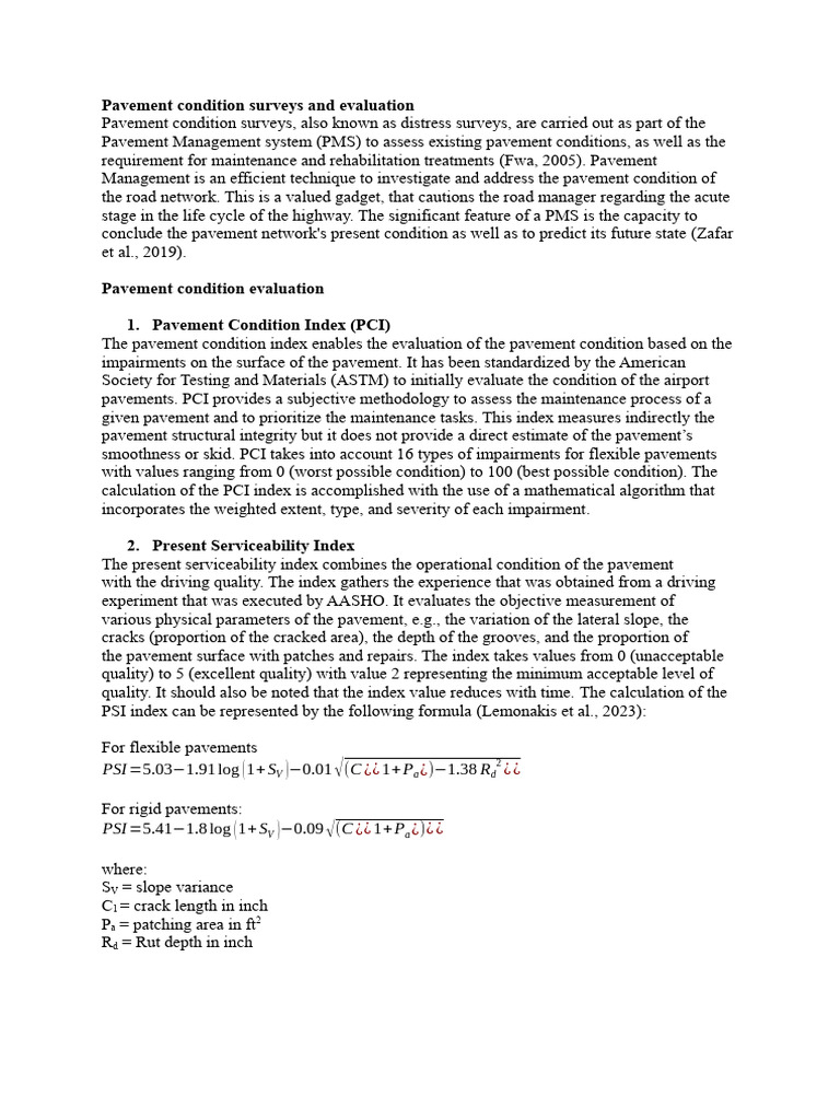Pavement Condition Evaluation Group 6 | PDF