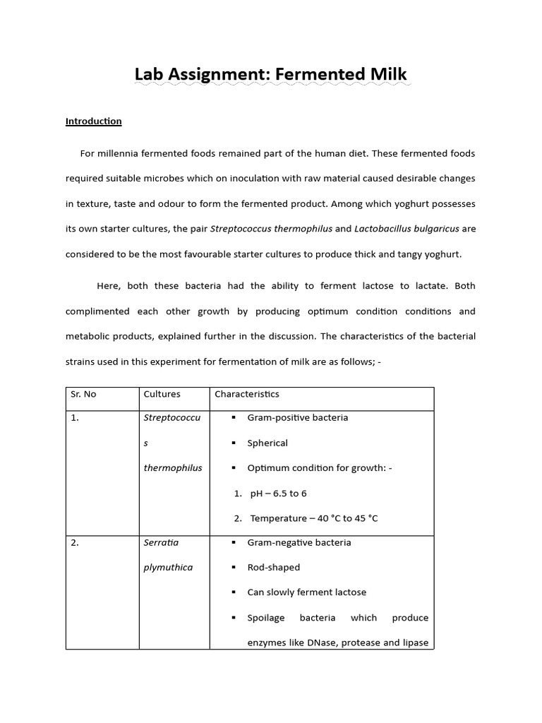 Lab Assignment | PDF | Yogurt | Lactic Acid