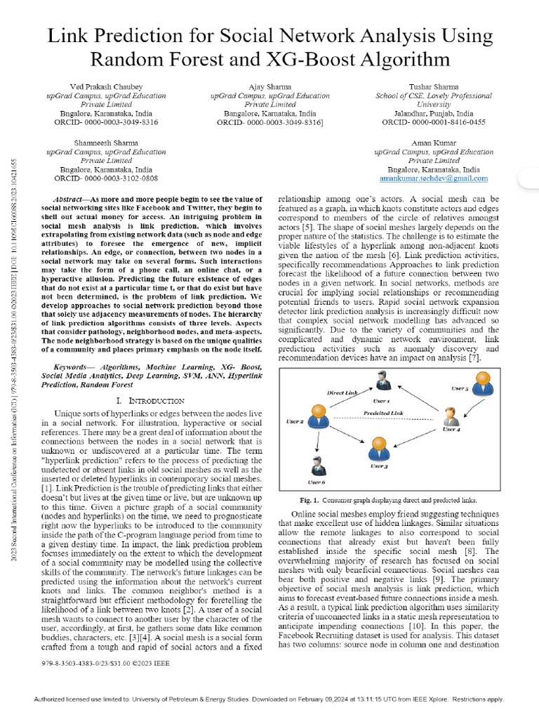 Link Prediction For Social Network Analysis Using Random Forest and XGBoost Algorithm Link ...