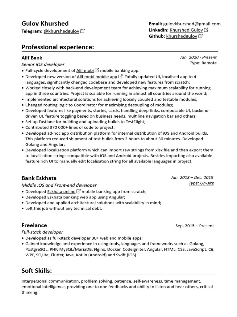 CV Gulov 11.22 | PDF | Mobile App | Ios