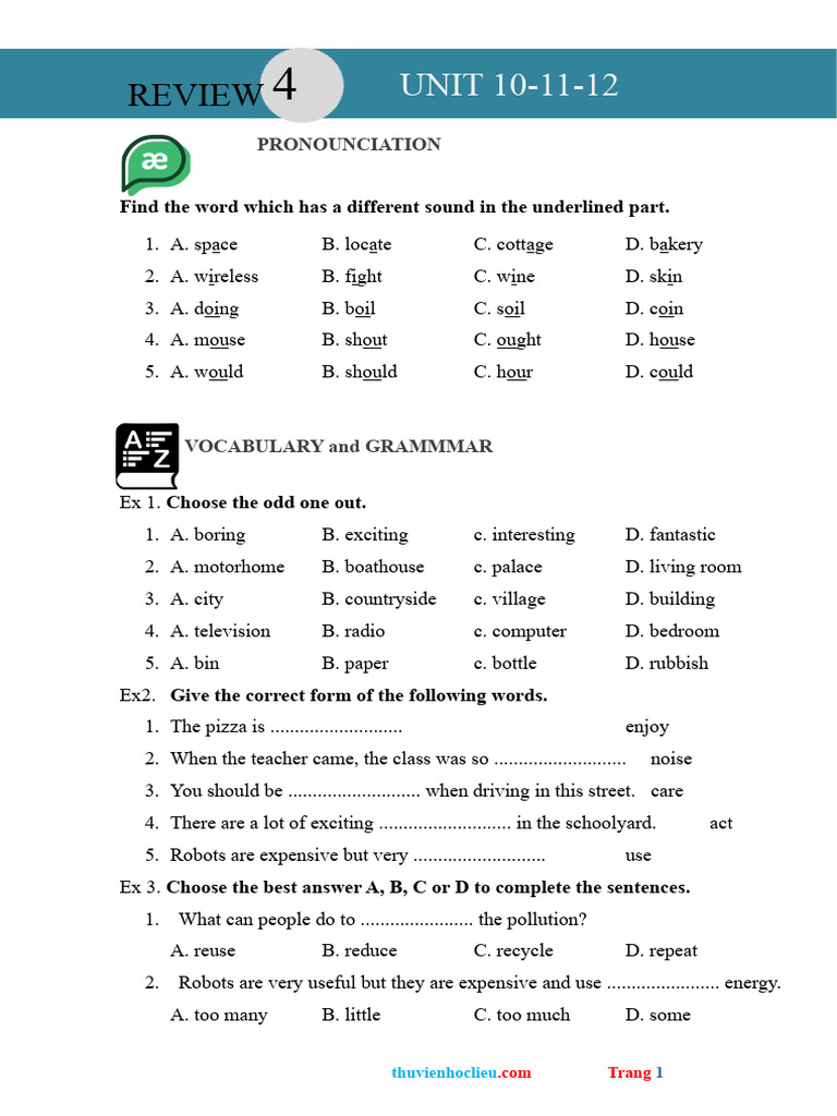 Review 4 for Grade 6 English Skills | PDF