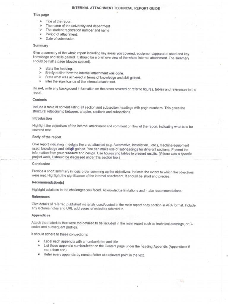 Internal Attachment Report Guidelines | PDF