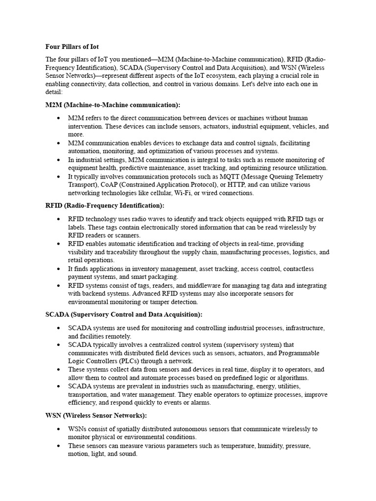 Four Pillars of Iot | PDF | Internet Of Things | Radio Frequency ...