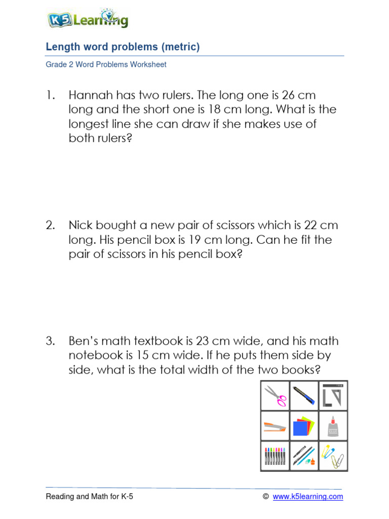 Grade 2 Length Word Problems Metric B | PDF