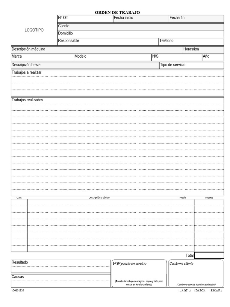 Plantilla Orden Trabajo A5 | PDF
