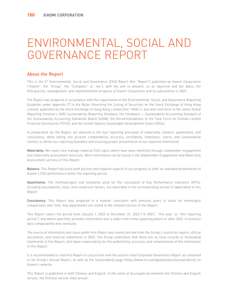 Xiaomi ESG Report 2022 Overview | PDF | Carbon Footprint | Intellectual ...
