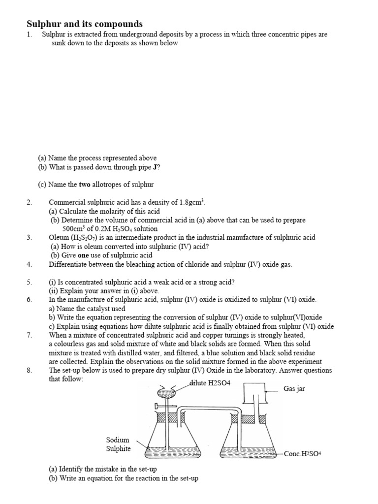 Sulfur Extraction and Compounds Overview | PDF | Sulfur | Sulfuric Acid