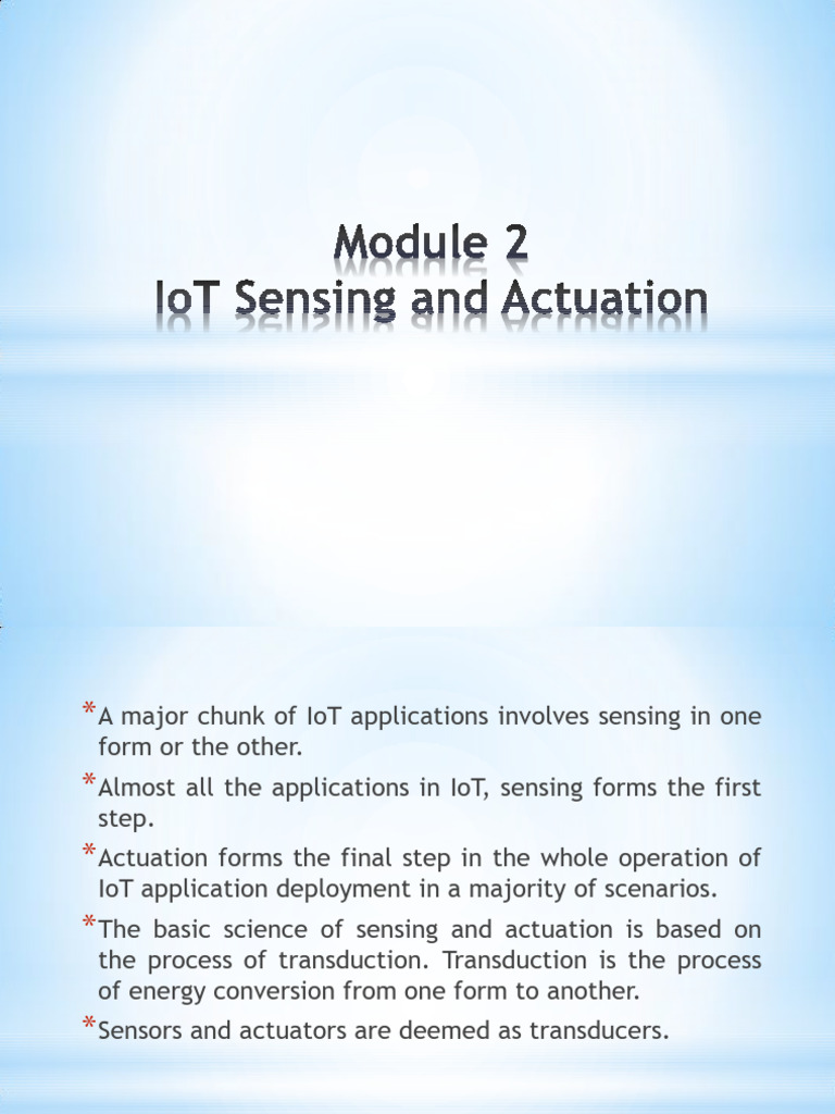 IoT Module 2 IoT Sensing and Actuation | PDF | Actuator | Sensor