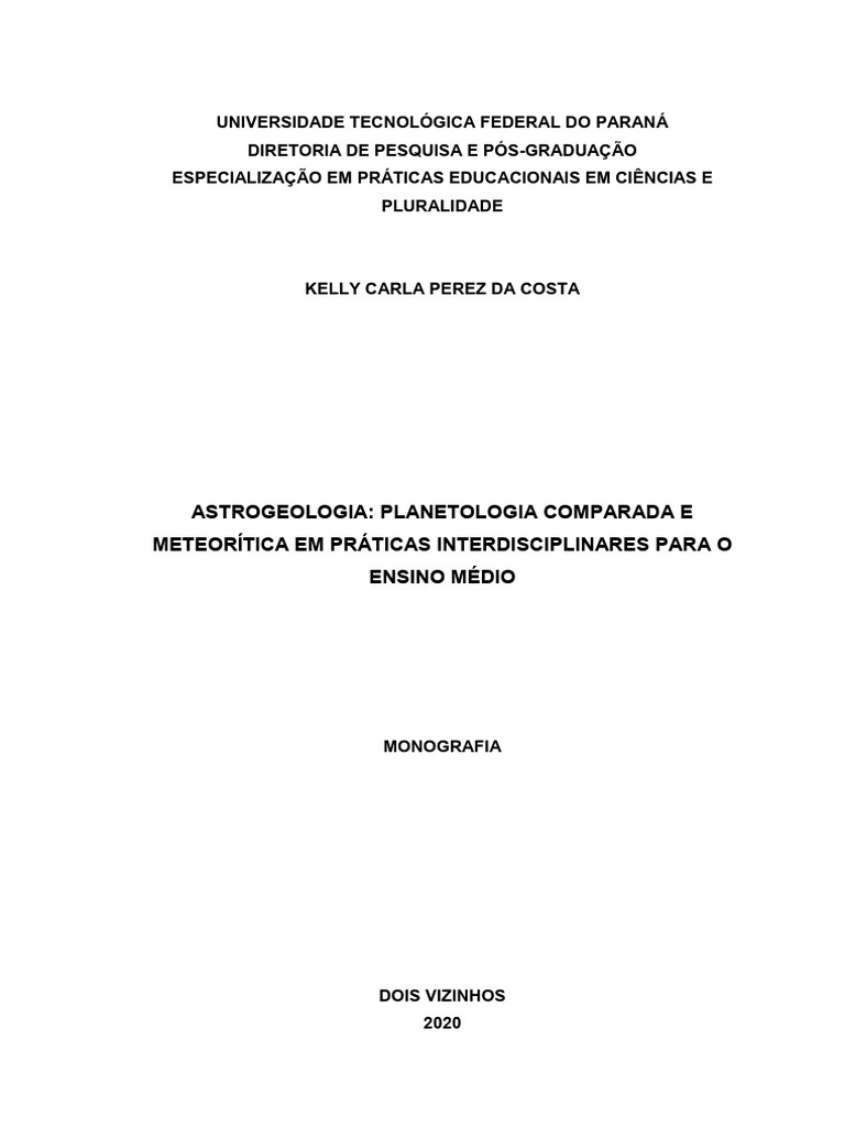 Astrogeologia no Ensino Médio: Práticas Interdisciplinares | PDF ...