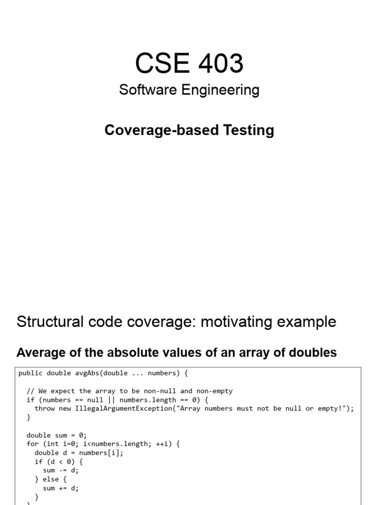 10b Testing Coverage | PDF | Programming Paradigms | Computer Programming
