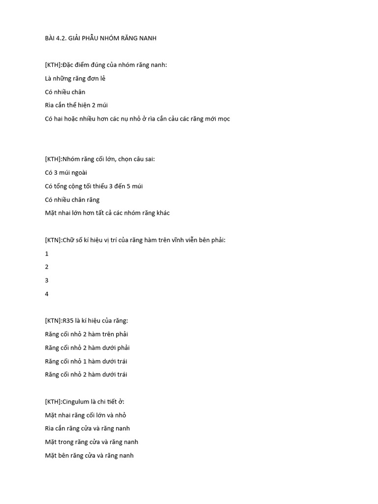 Bài 4.2 Giai Phau Nhom Rang Nanh | PDF