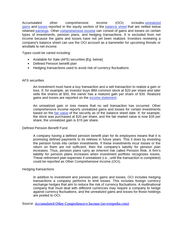 Understanding Other Comprehensive Income | PDF | Investing | Pension