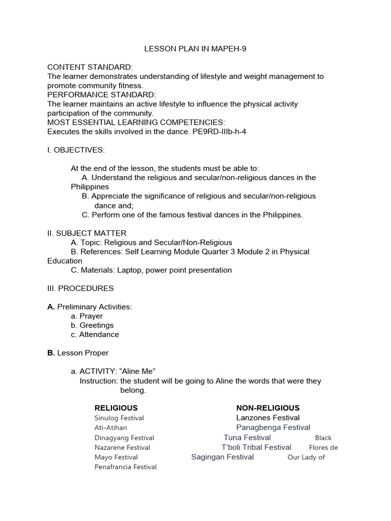 5-Lessonplan-9 Religious | PDF