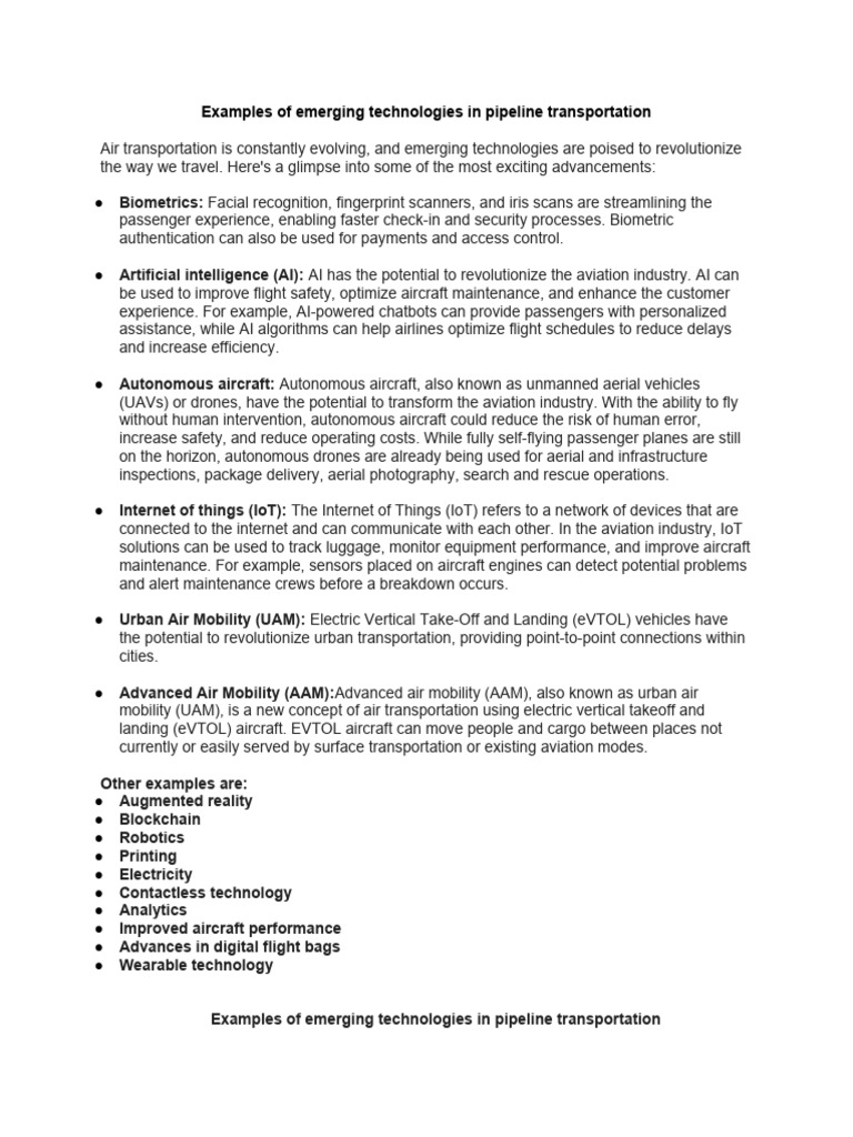 Air Transportation Emerging Technologies From Sou... | PDF | Internet Of Things | Unmanned ...