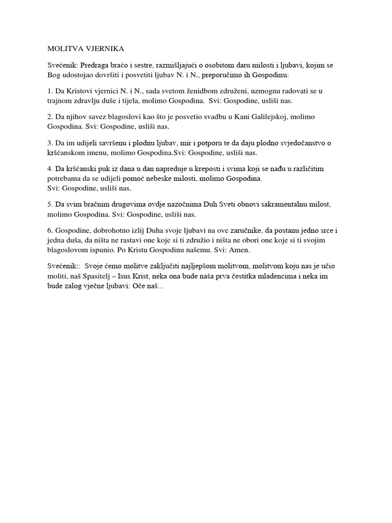 Molitva Vjernika | PDF