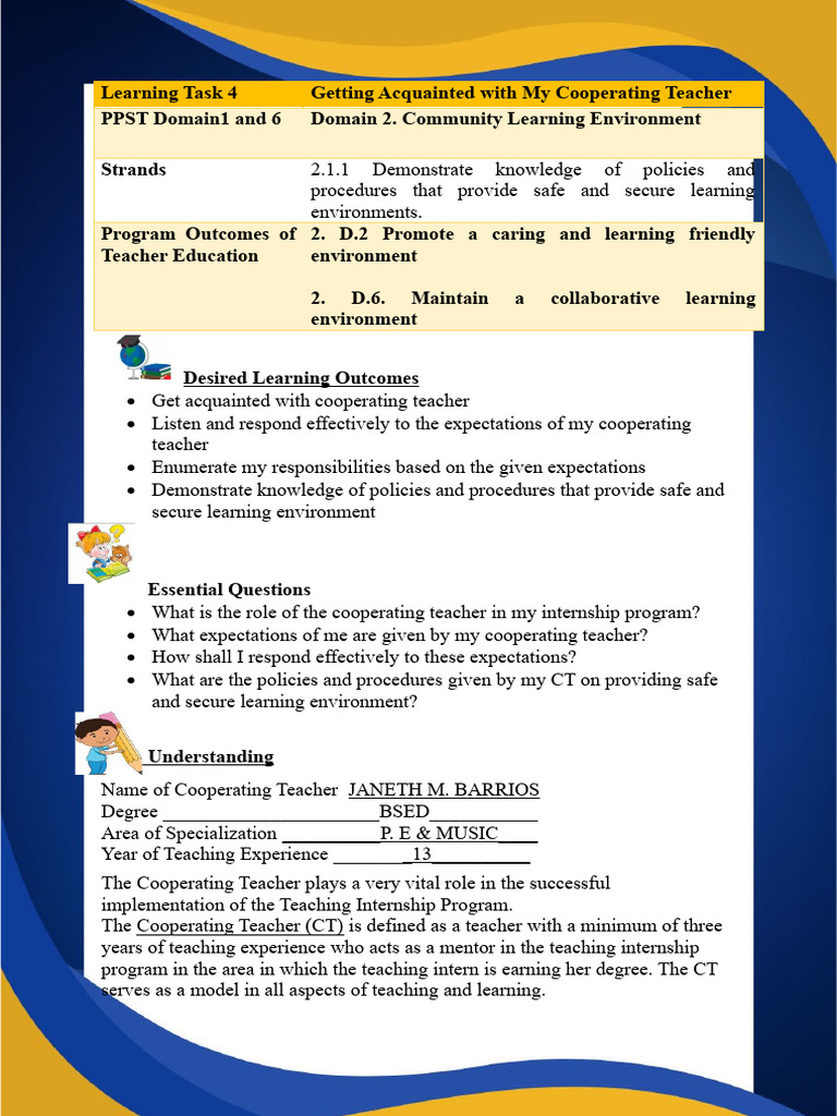Learning Task 4 Portfolio | PDF | Teachers | Learning