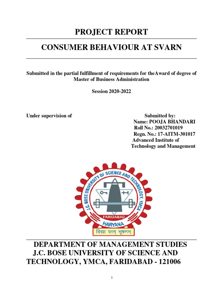 Pooja Project Report | PDF | Methodology | Consumer Behaviour