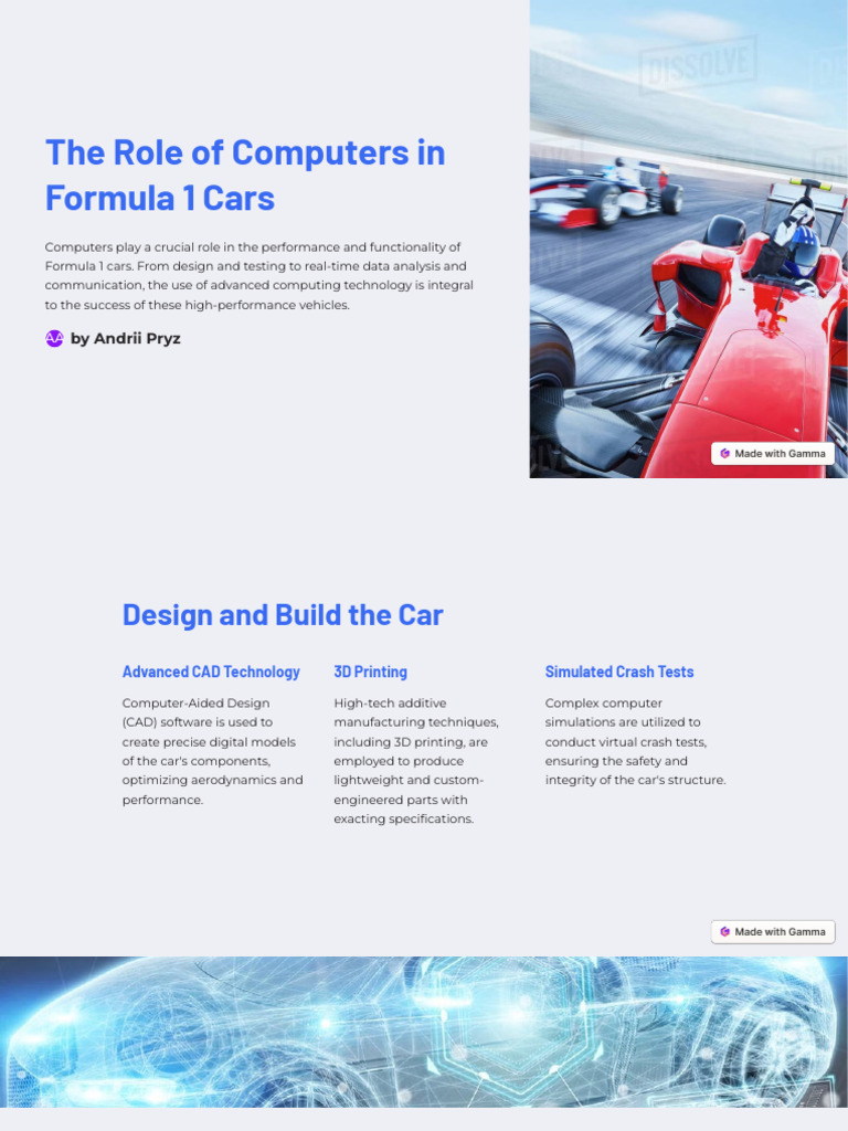 The Role of Computers in Formula 1 Cars | PDF | Simulation | Analytics