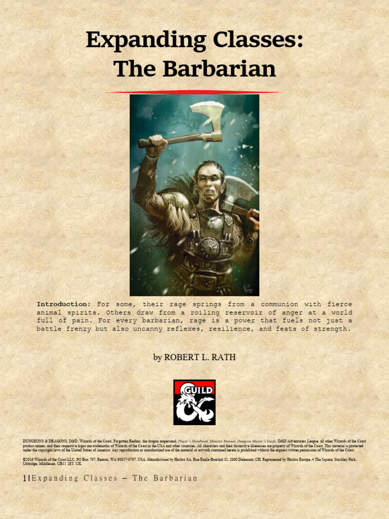 Expanding Classes (The Barbarian) | PDF | Dungeons & Dragons | Gary Gygax Games
