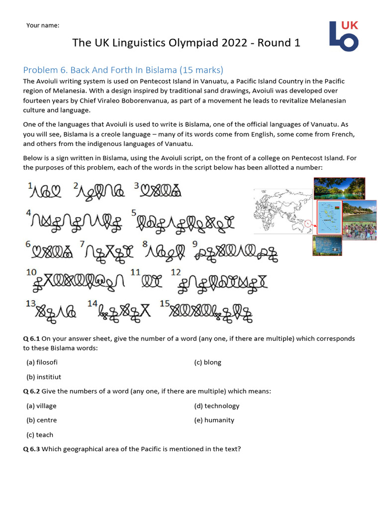 6 - Adv - UKLO 2022 Bislama - Back and Forth in Bislama - Complete ...