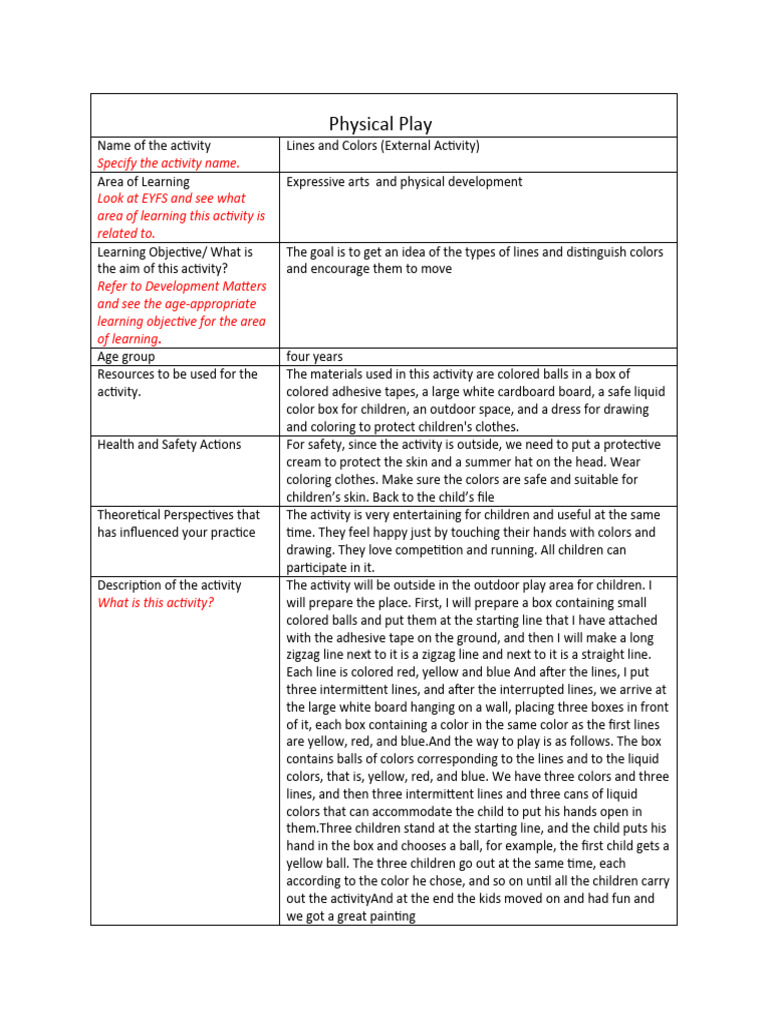 Activity Planning Template | PDF | Learning | Liberal Arts Education