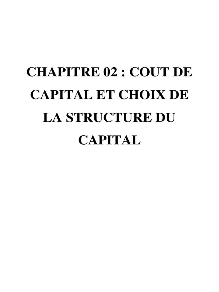 Coût de capital et structure financière | PDF | Ratio financier ...